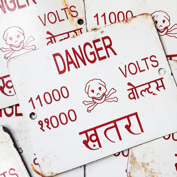 Authentic Old Danger And Warning Wall Enamel Sign