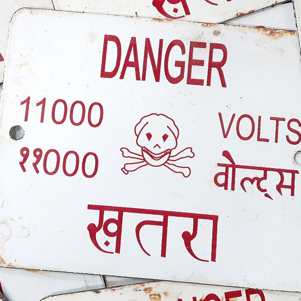 Authentic Old Danger And Warning Wall Enamel Sign