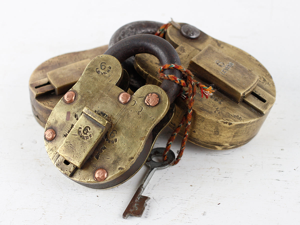 Extra Large Old Brass Padlock With Key | Scaramanga