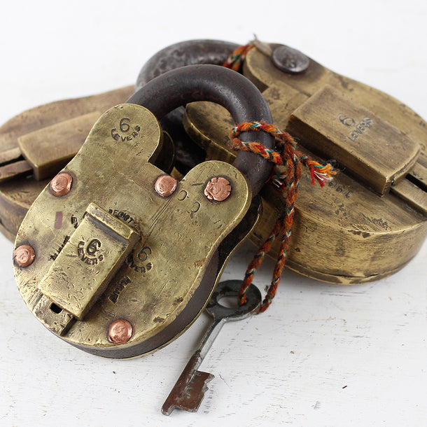 Extra Large Old Brass Padlock With Key | Scaramanga