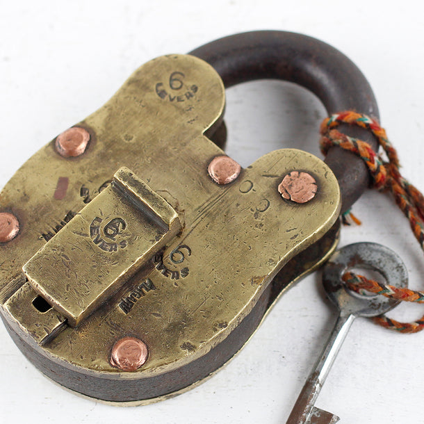 Extra Large Old Brass Padlock With Key | Scaramanga