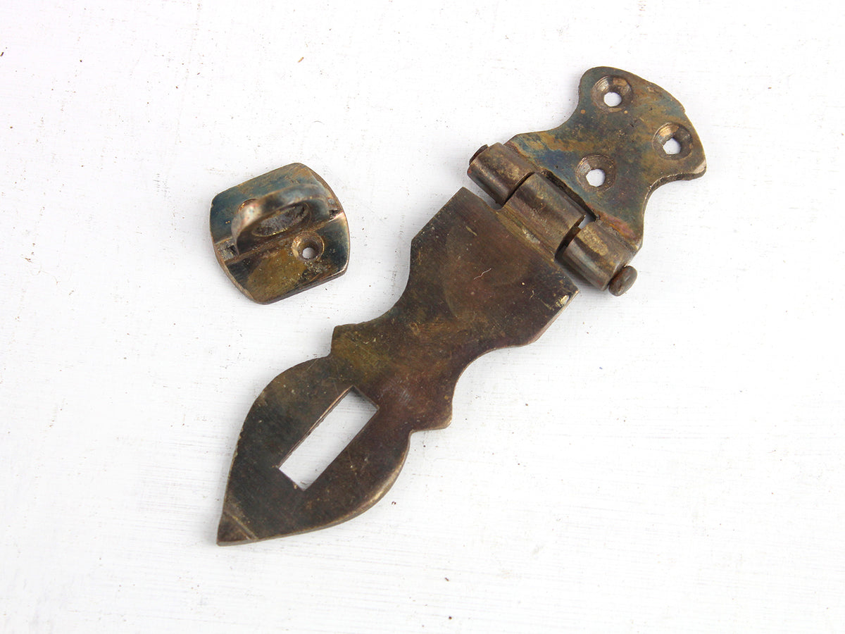 Large Antique Style Brass Hasp And Staple