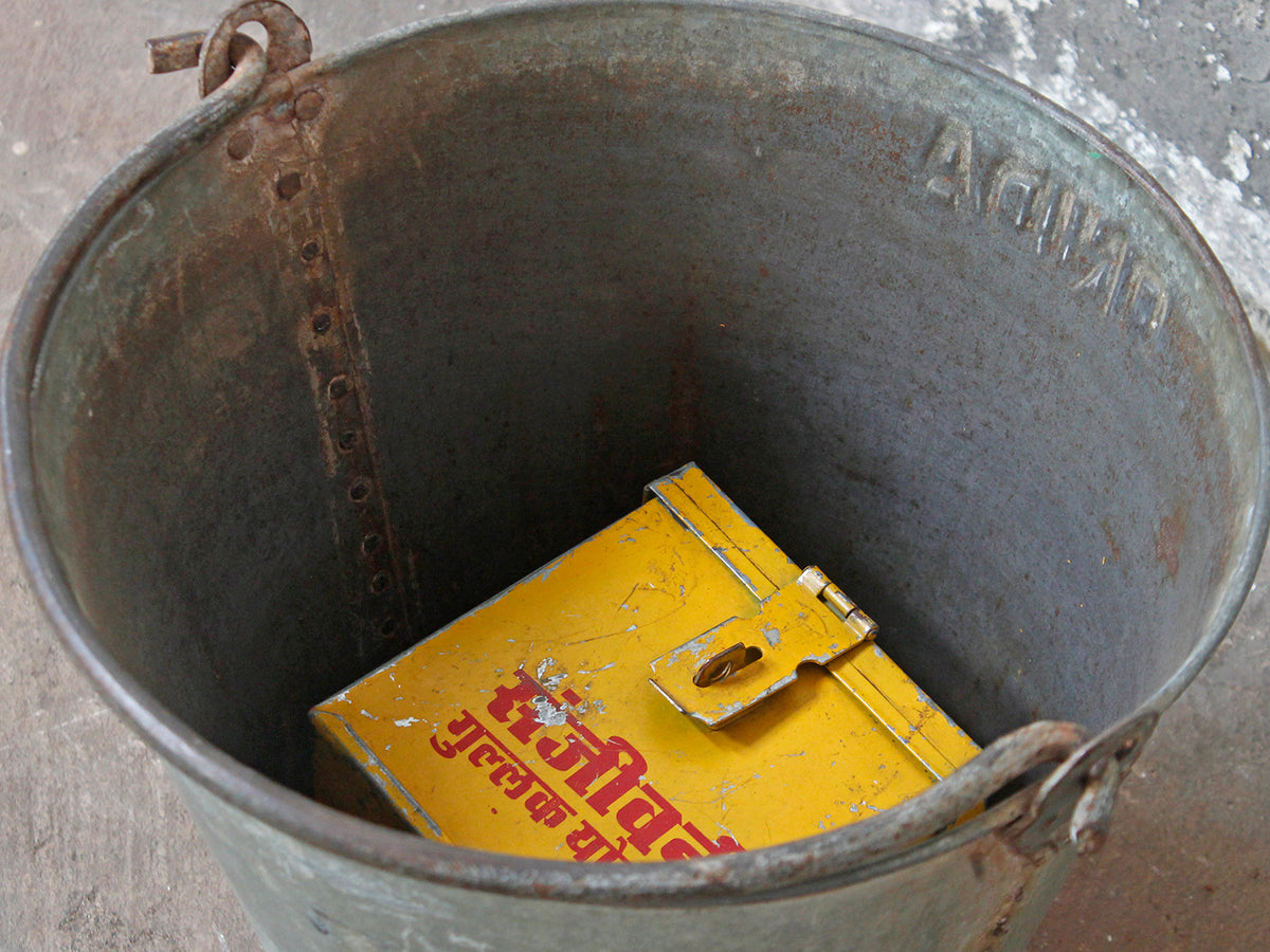 Large Vintage Metal Bucket | Old Bucket | Scaramanga