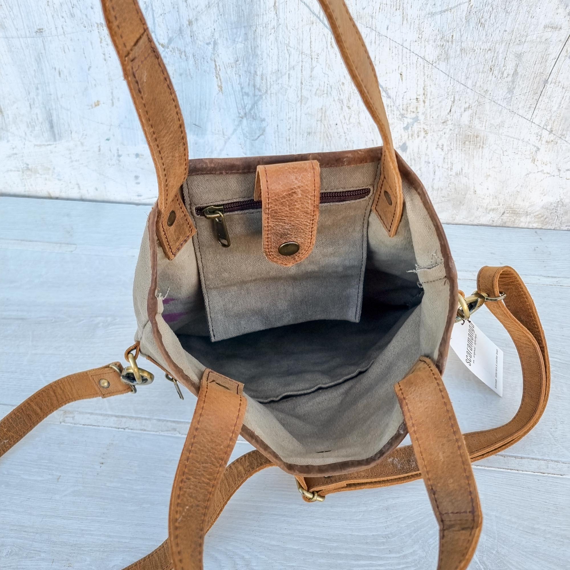 Canvas and Leather Foldover Tote Sample