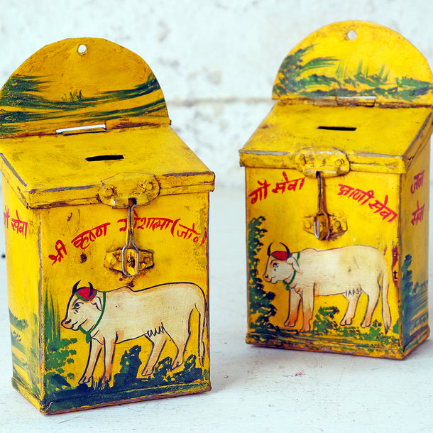 Yellow Money Box| Vintage Container | Scaramanga