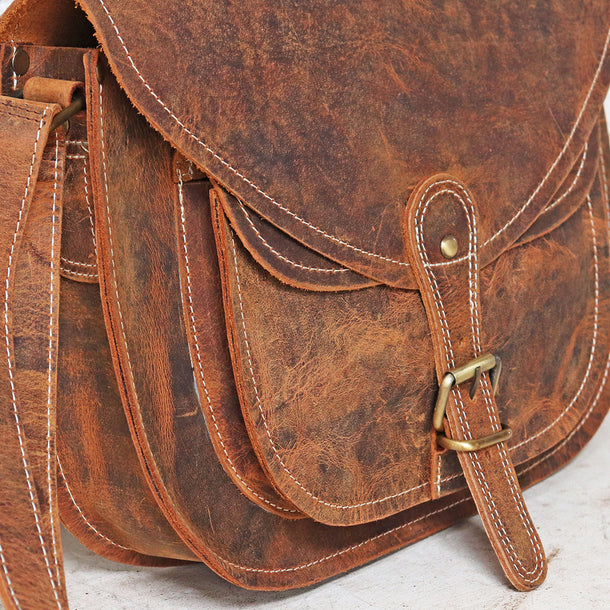 Leather Saddle Bag 12 Inch | Satchel Bag | Scaramanga