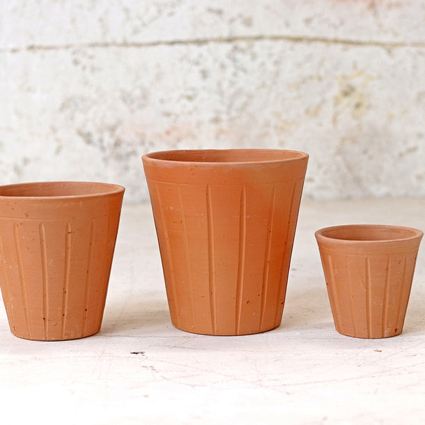 Fluted Terracotta Pots | Set Of 3 | Scaramanga