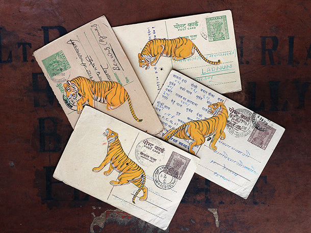 Hand Painted Vintage Indian Postcard - Mix Set of 5